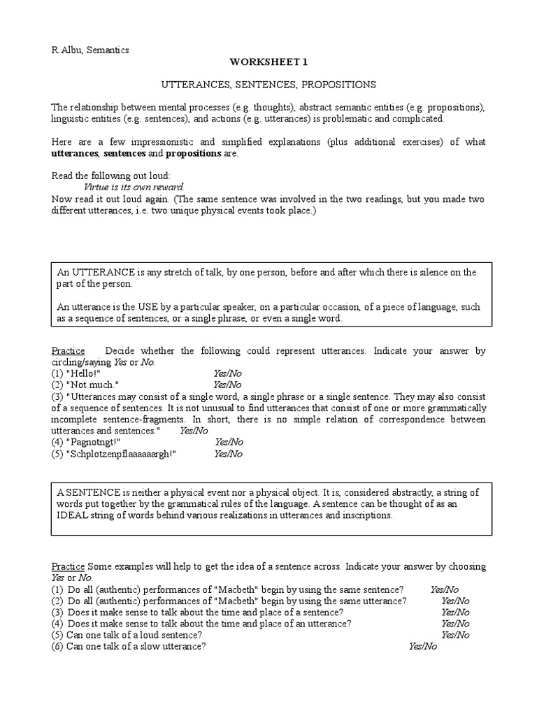 Utterances | Proposition | Sentence (Linguistics)