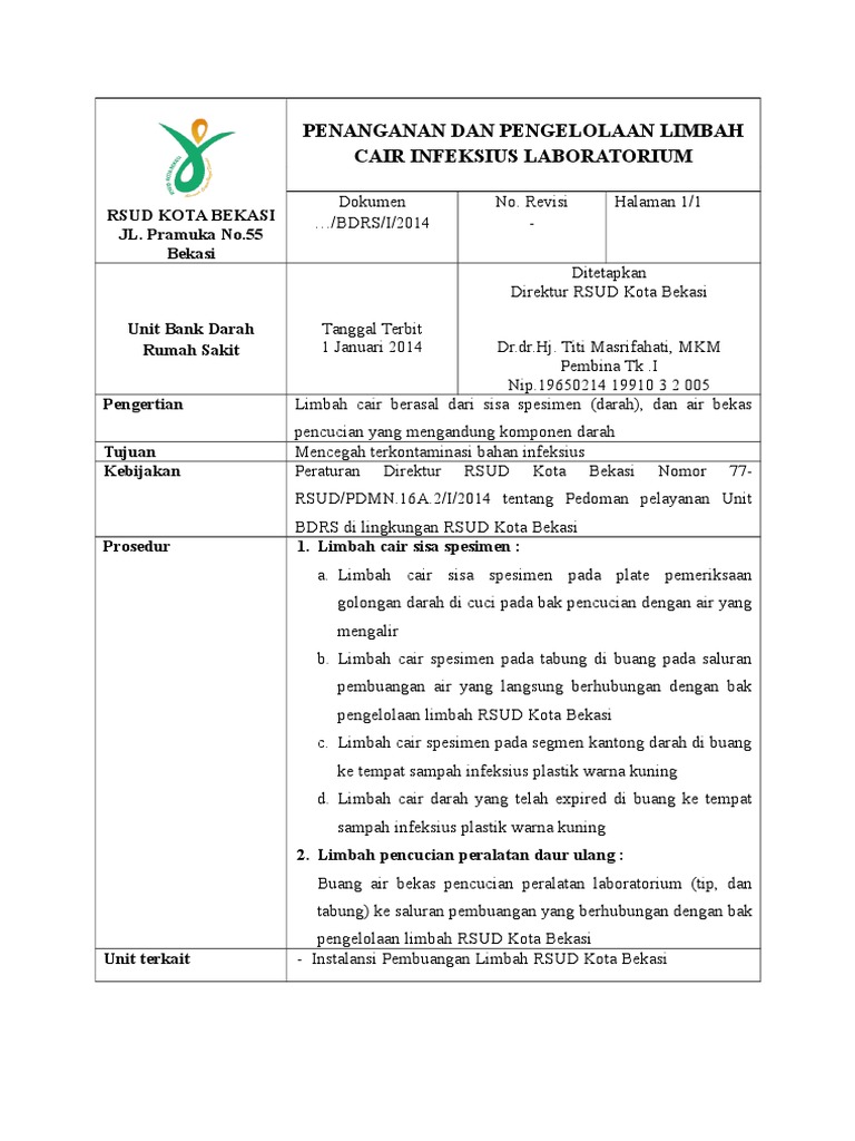 Contoh Sop Penanganan Limbah B3 Pdf Riset - Riset