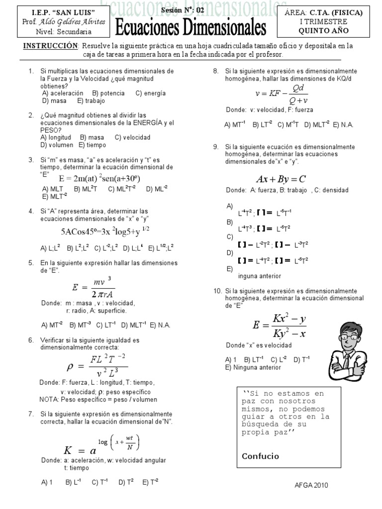 Ejercicios de Ecuaciones Dimensionales | PDF | Masa | Ingeniería mecánica