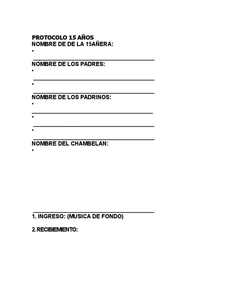 Protocolo 15 Años | PDF