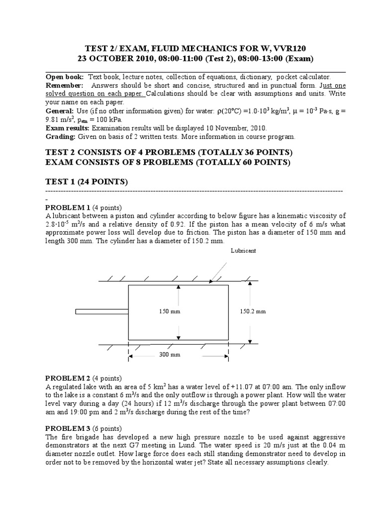 fluid mechanics exam 2 | Drag (Physics) | Fluid Mechanics