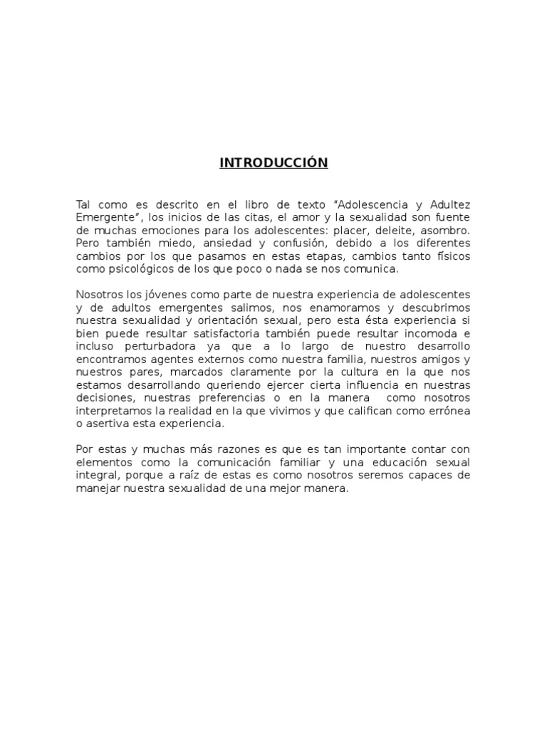 Informe Citas, Amor y Sexualidad | PDF | Infección transmitida sexualmente | Adultos