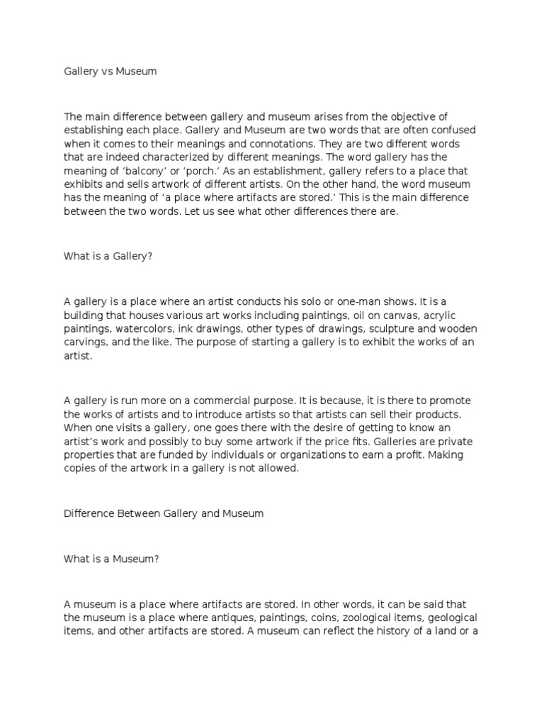 Gallery Vs Museum | PDF | Museum | Paintings