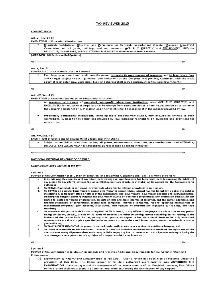 Guidance on Tax Exemptions and the Powers of Tax Authorities According ...