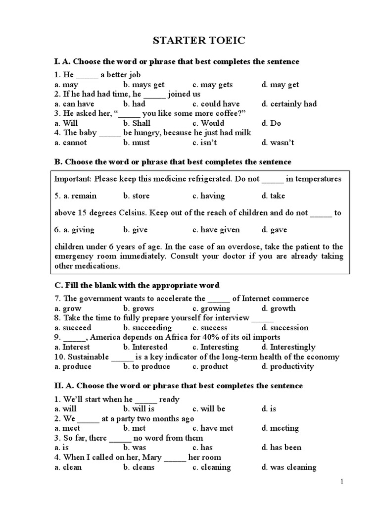 Starter Toeic | PDF | Phrase | Employment