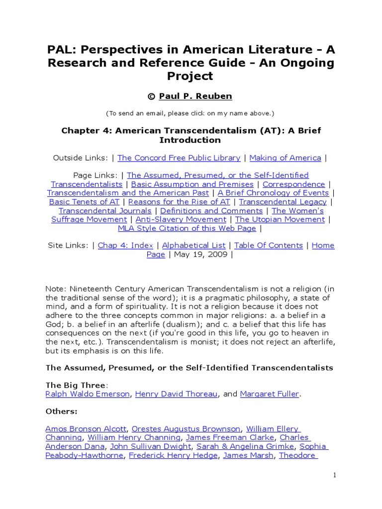 Basics About Transcendentalism | PDF | Transcendentalism | Ralph Waldo ...