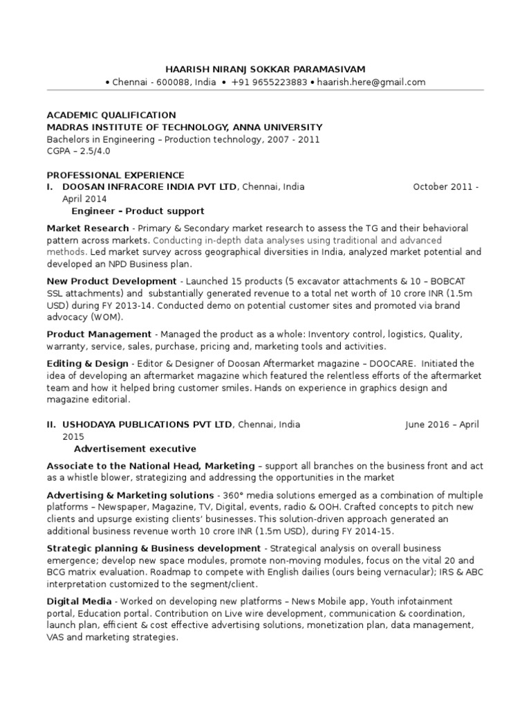 Candidate Resume Sample | Download Free PDF | Marketing Research ...