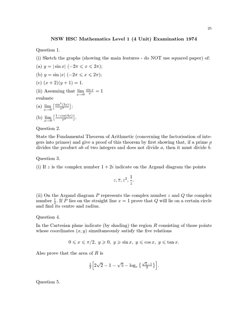 Maths 4u 1974 HSC | PDF | Eigenvalues And Eigenvectors | Plane (Geometry)