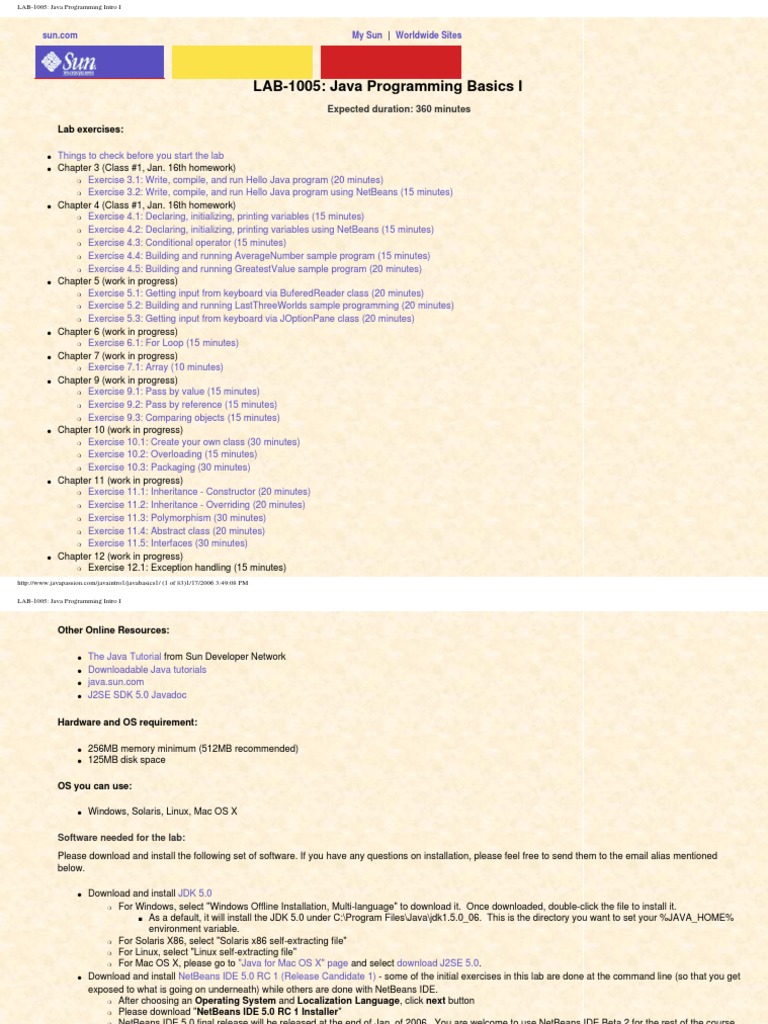 Lab Java Programming Intro I Pdf Net Beans Applications And Software