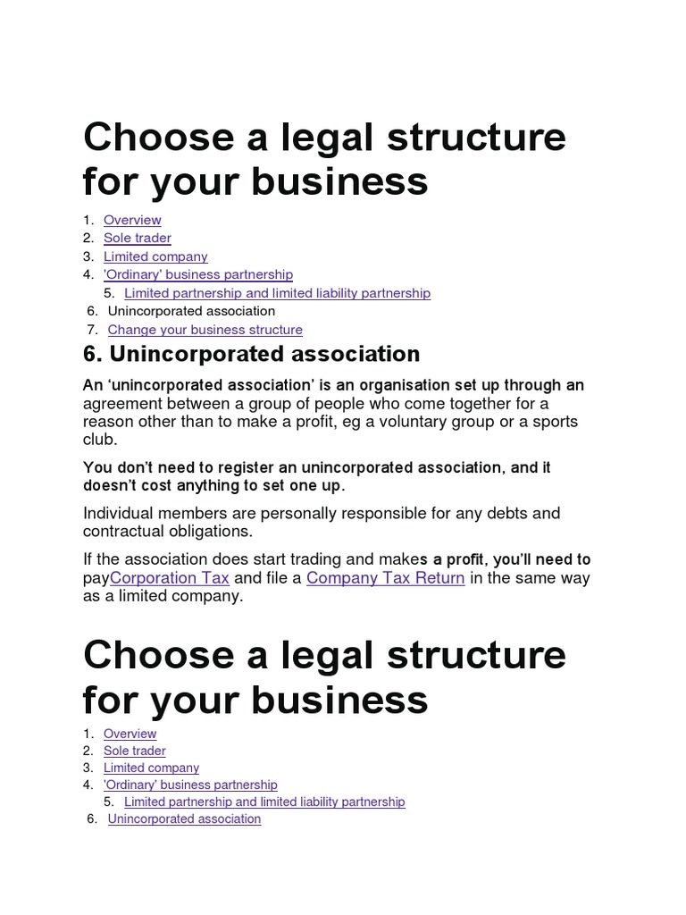 Choose A Legal Structure For Your Business 6 | PDF | Limited Liability ...