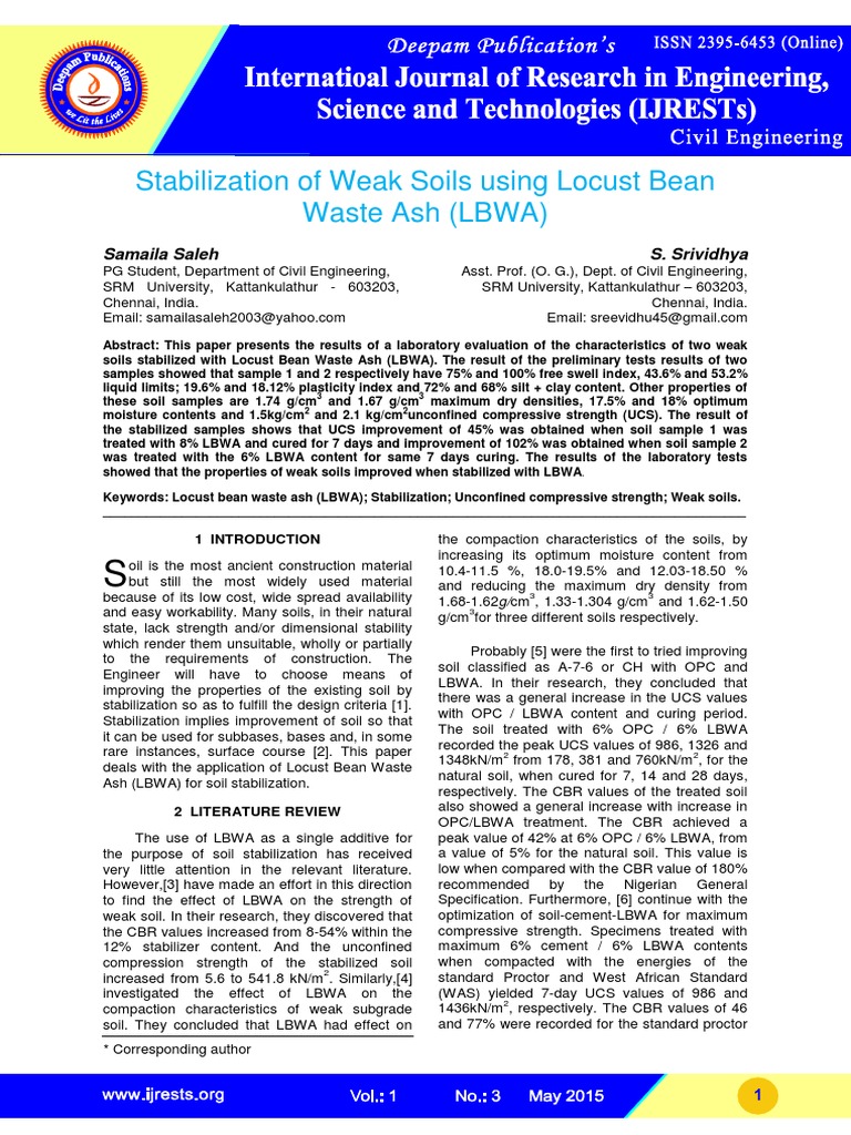 StabiStabilization of Weak Soils Using Locust Beanlization of Weak ...