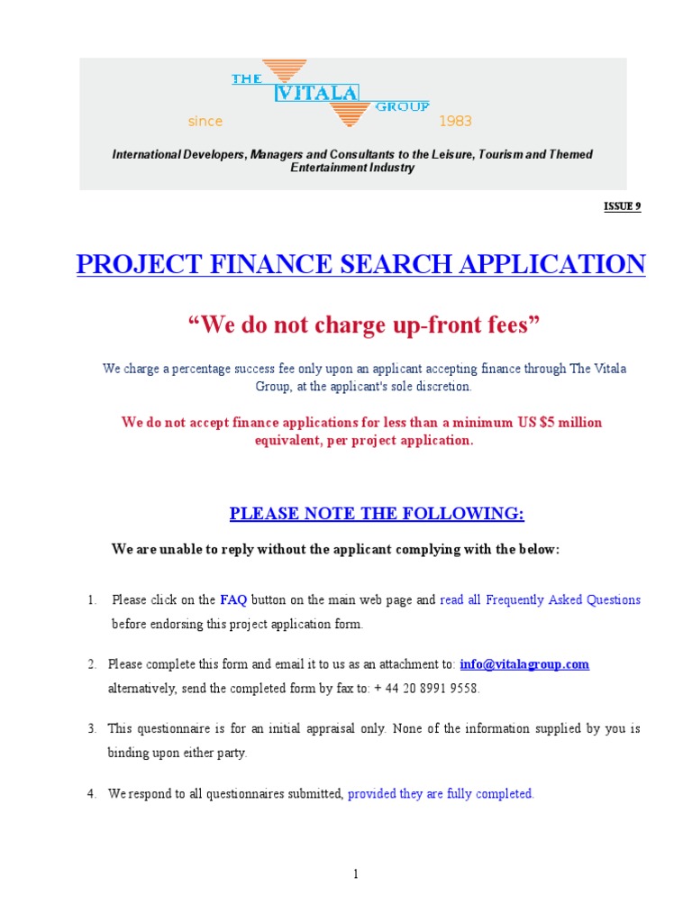 Project Finance Application Form | Download Free PDF | Financial ...