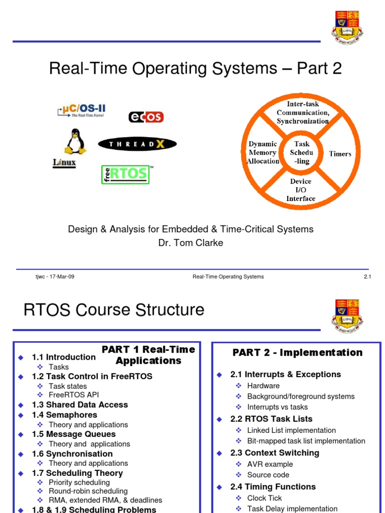 Rtos Lec Notes | PDF | Scheduling (Computing) | Real Time Computing