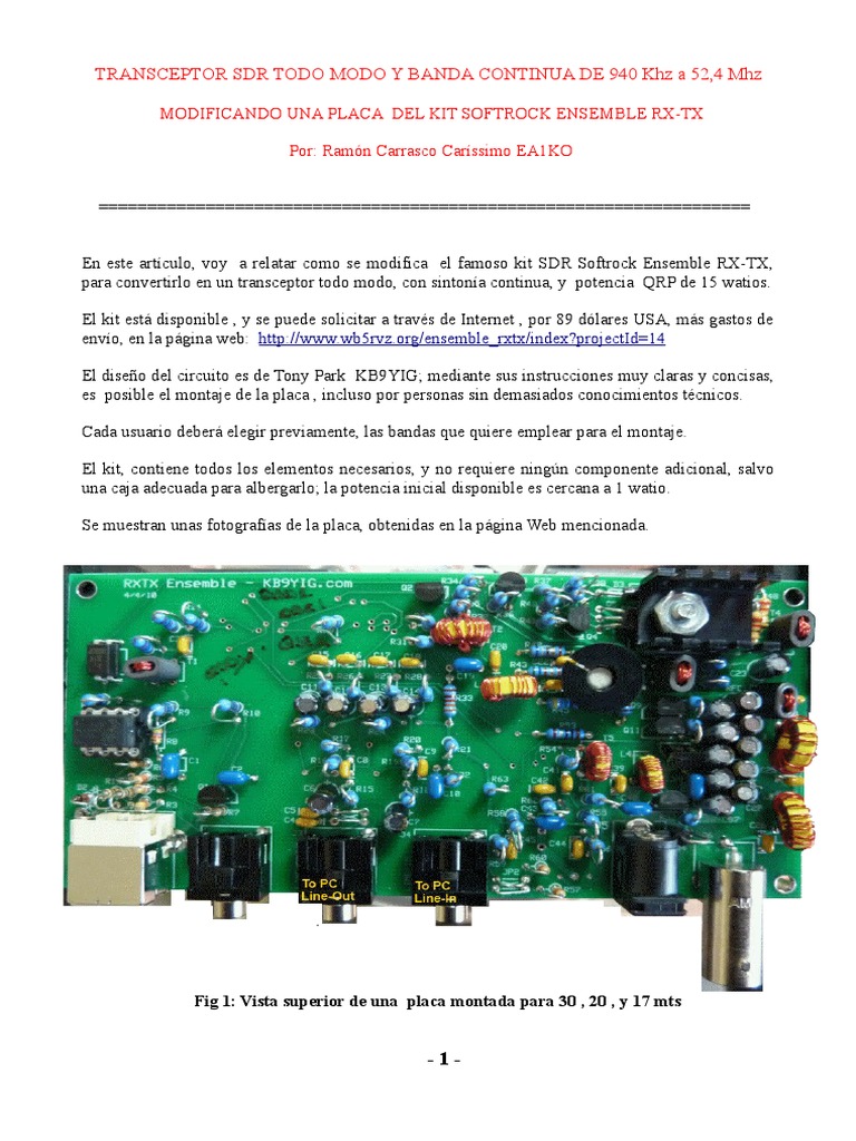 Modificación Softrock SDR: 940kHz-52.4MHz | PDF | Relé | Transistor
