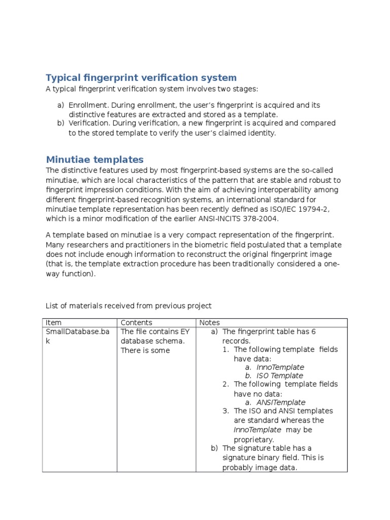 Fingerprint Verification System Overview | PDF | Art