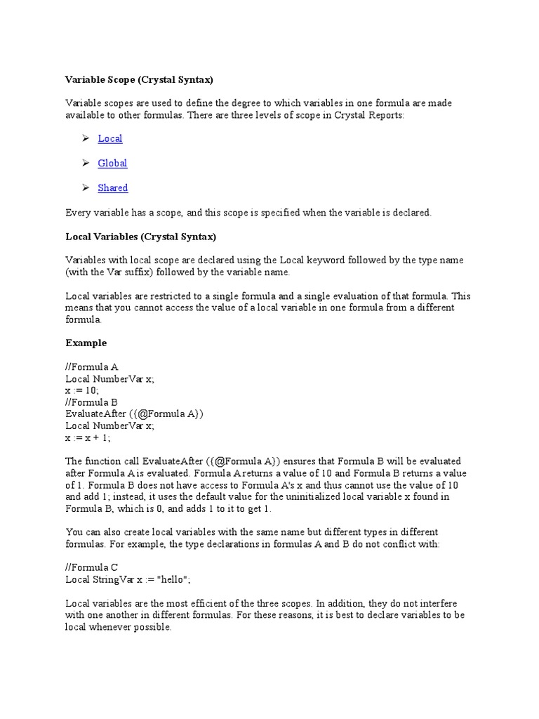 Variable Scope Crystal Reports Pdf Scope Computer Science 6444