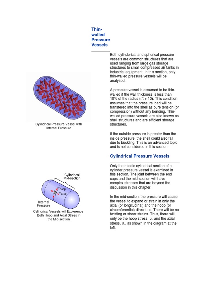 Thin-Walled Pressure Vessel Theory | PDF | Materials Science | Physics
