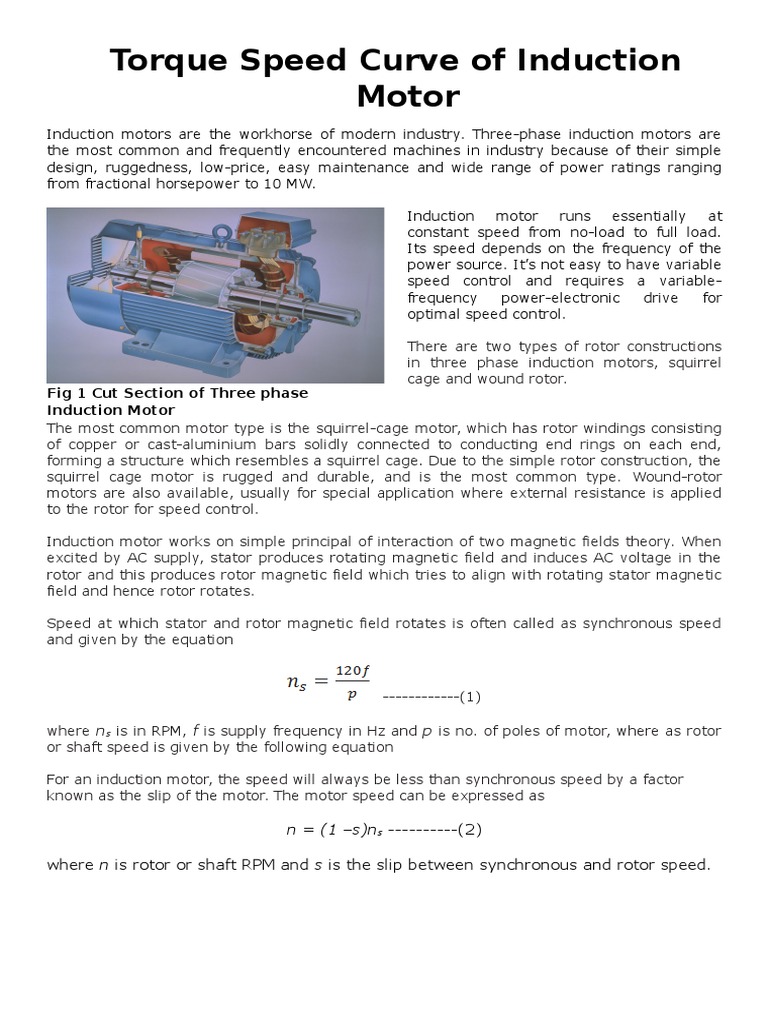 Torque Speed Curve of Induction Motor | PDF | Machines | Electricity