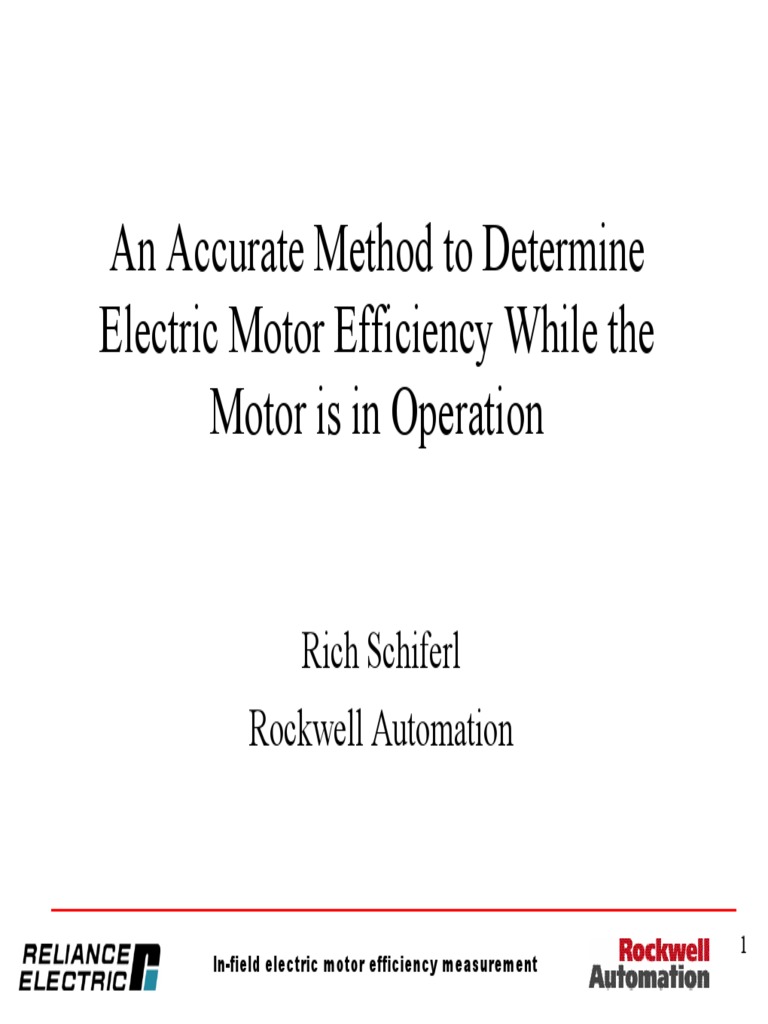 An Accurate Method To Determine Electric Motor Efficiency While The ...
