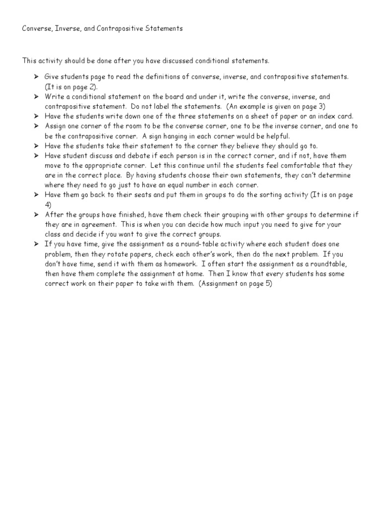 Conditional Statements Worksheets PDF | PDF | Theorem | Teaching ...