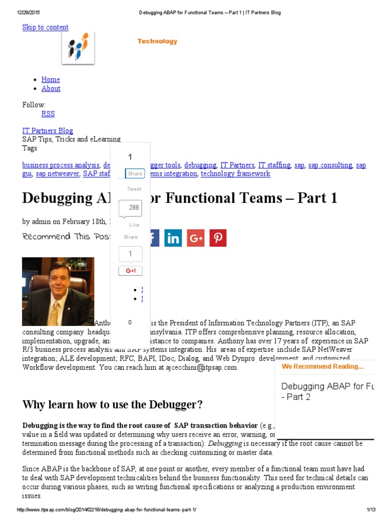 Debugging ABAP For Functional Teams - Part 1 - IT Partners Blog | PDF ...