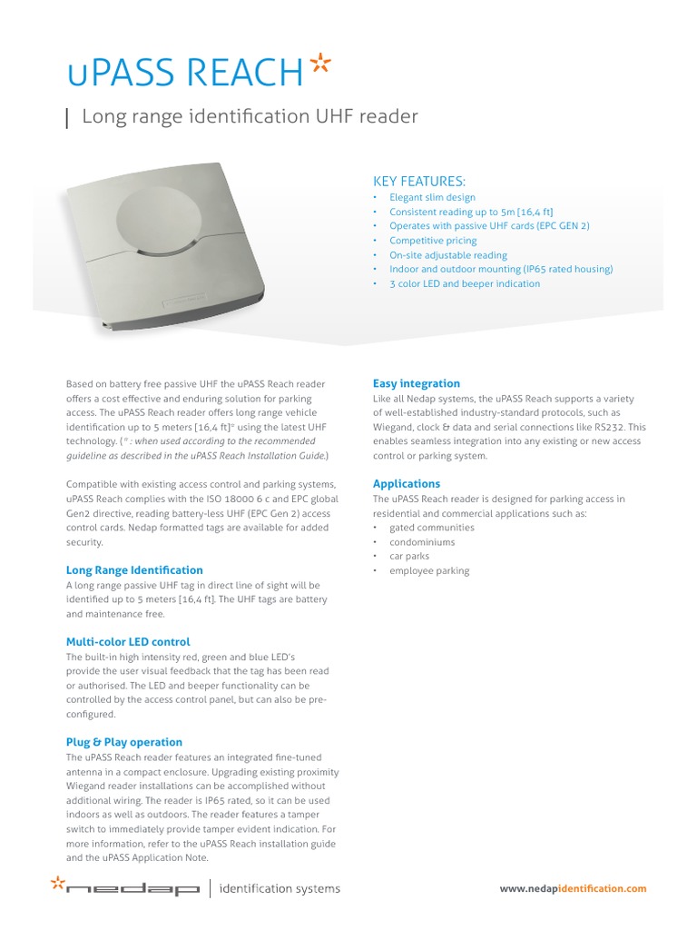 UPASS Reach Datasheet Nedap v4.2 | PDF | Relay | Usb