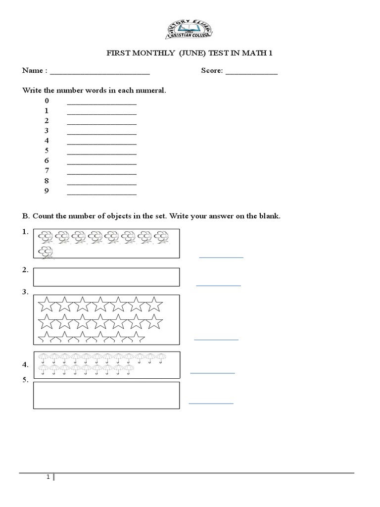 First Grade Mathematics Test | PDF | Subtraction | Elementary Mathematics