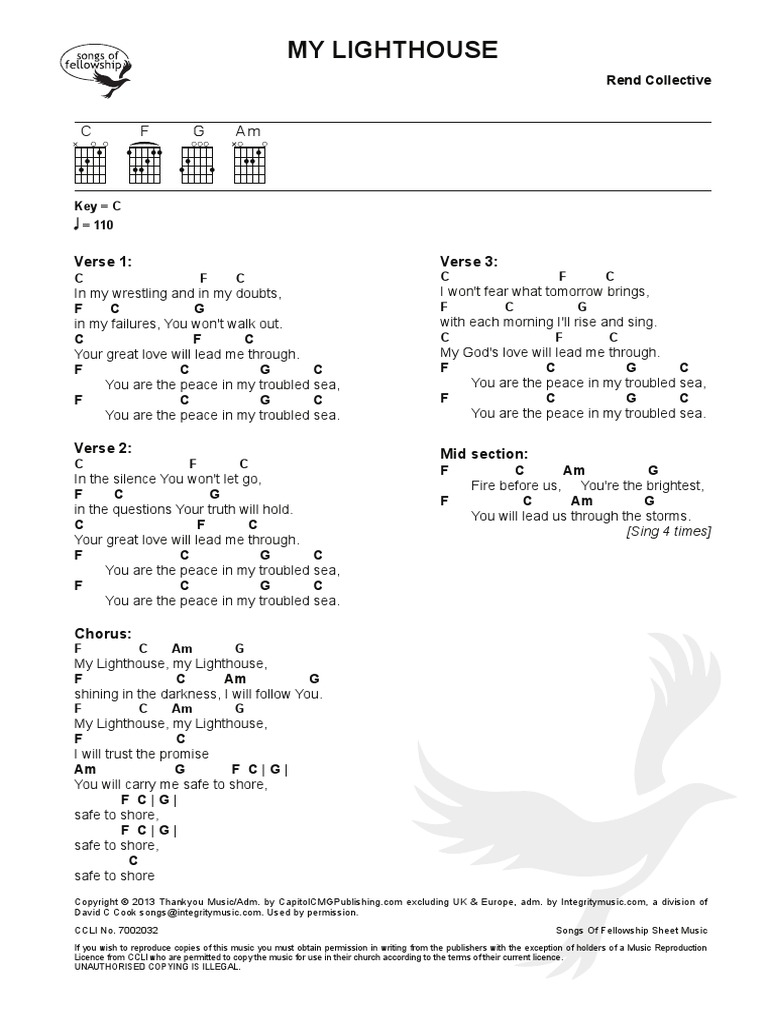 My Lighthouse Chord Chart 1 | PDF | Song Structure | Entertainment ...
