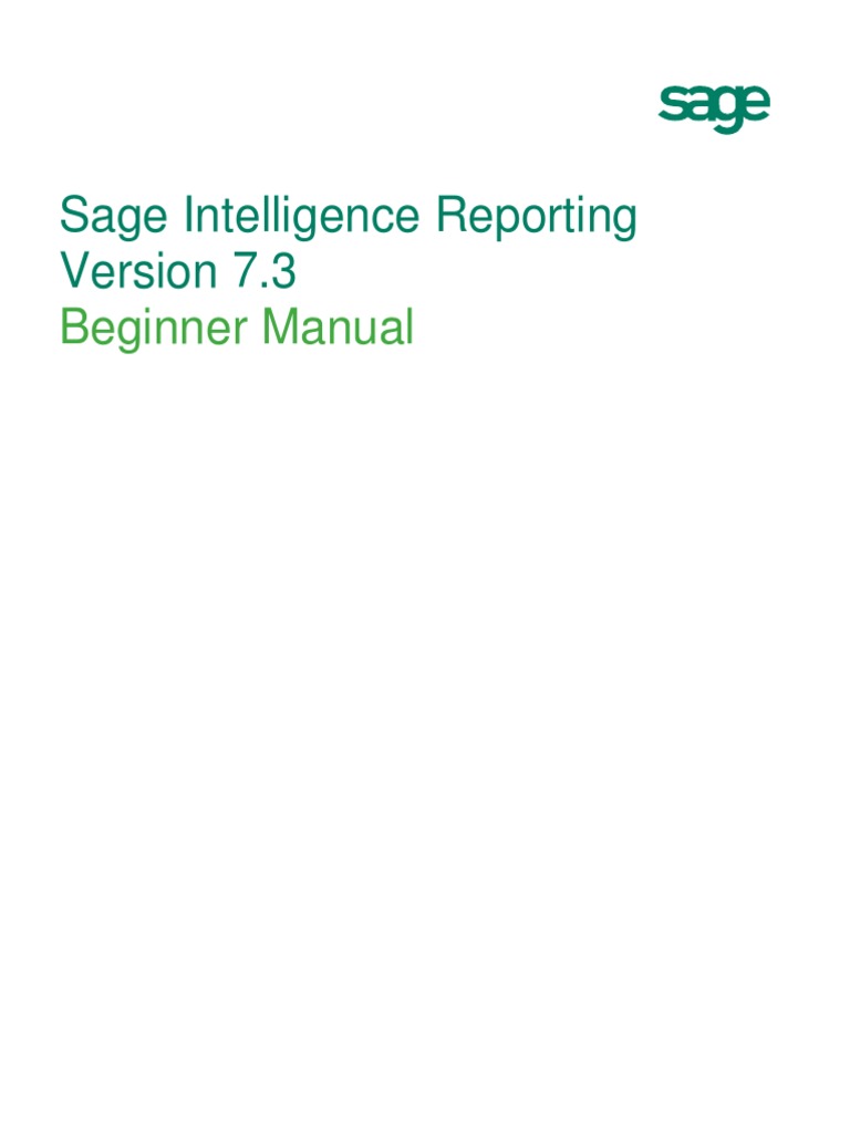 Sage Intelligence Reporting - Beginner Training Manual | PDF | Business ...