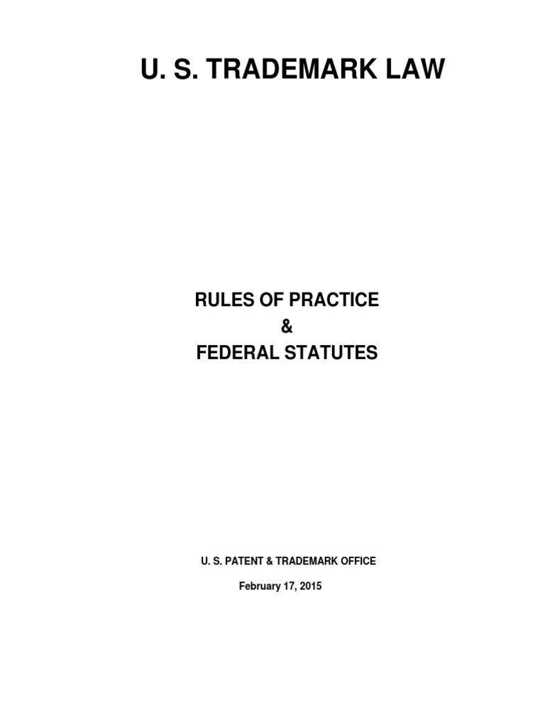 U.S. Trademark Law | PDF | Title 35 Of The United States Code | Trademark