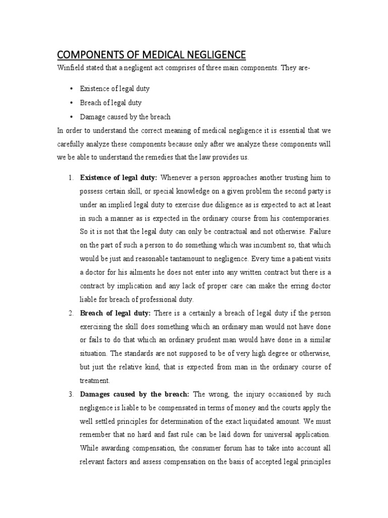 Components of Medical Negligence | PDF