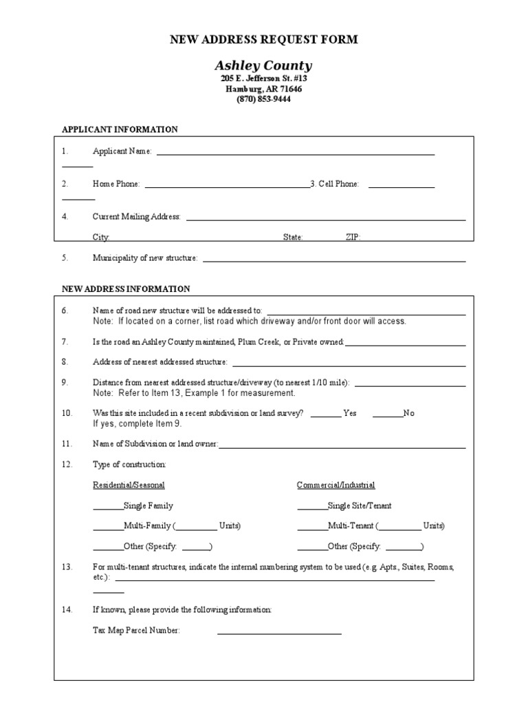 New Address Request Form | PDF | Land Lot | Address (Geography)