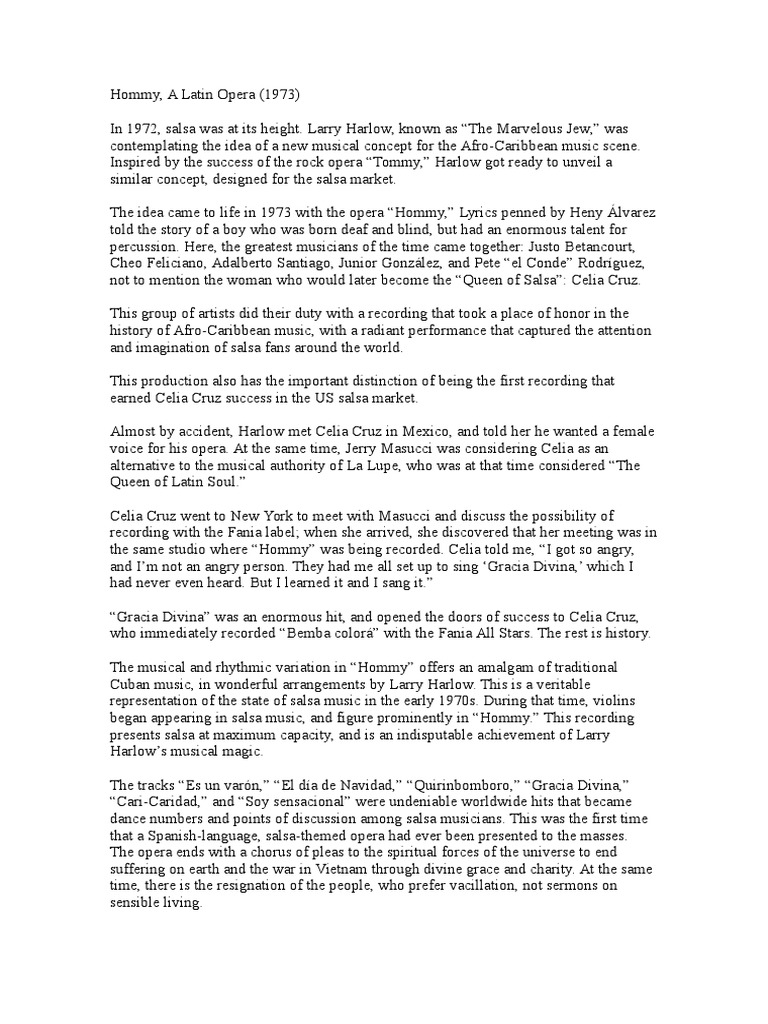 Hommy, A Latin Opera | PDF | Latin American Music | Cuban Music