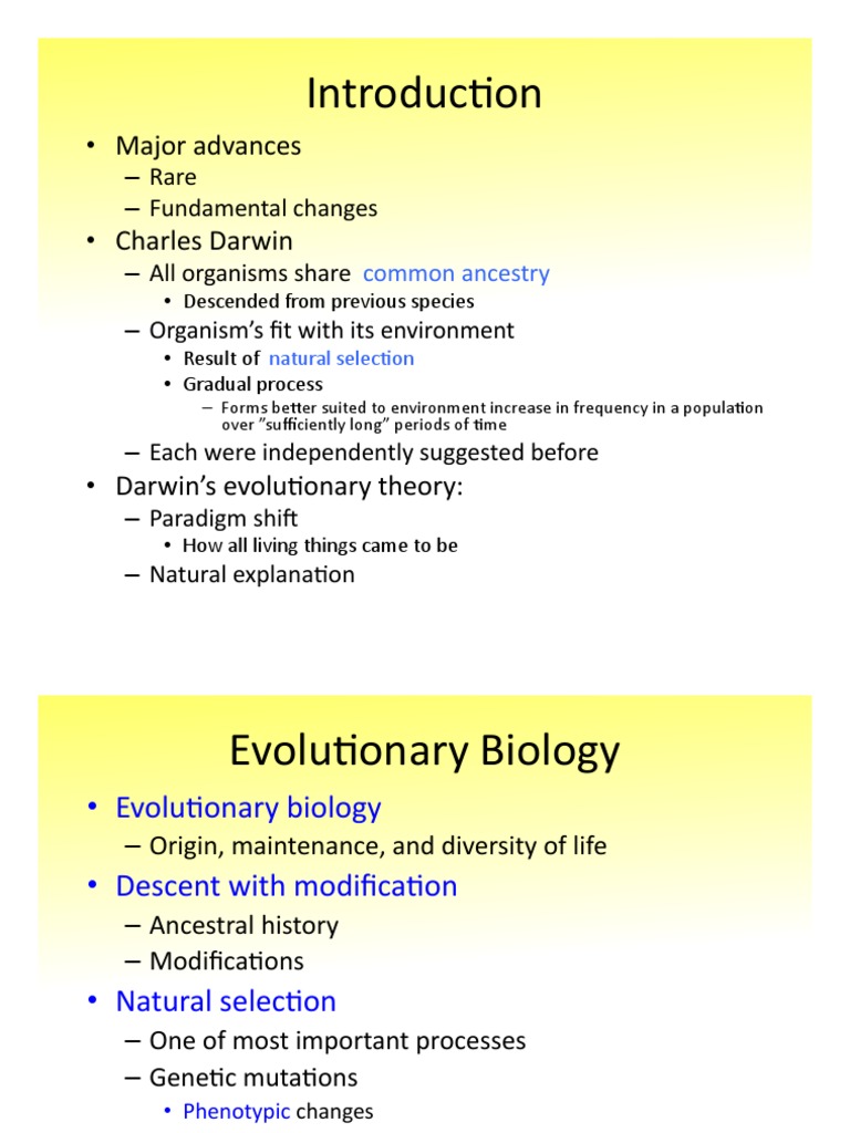 Evolution Biology Introduction | PDF | Evolution | Sex