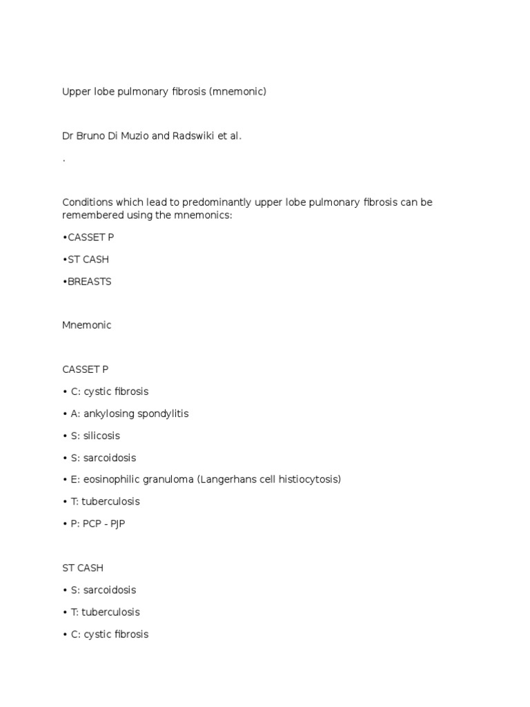 Respirotary Mnemonics | PDF | Respiratory Diseases | Pneumonia