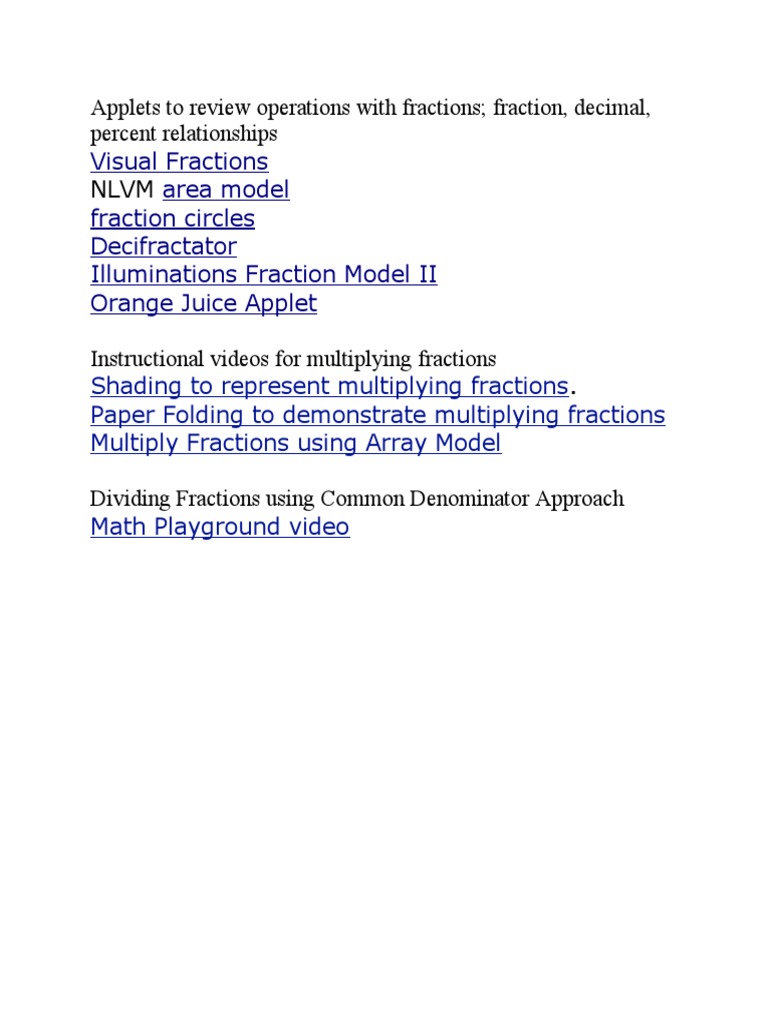 Fraction Operations and Resources | PDF