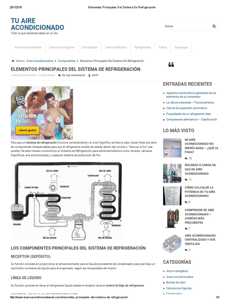 Elementos Principales Del Sistema De Refrigeración Pdf
