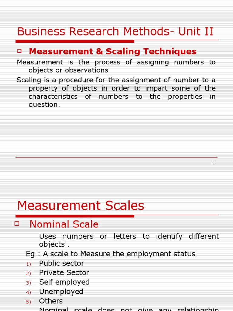 BRM Unit II | PDF | Level Of Measurement | Validity (Statistics)