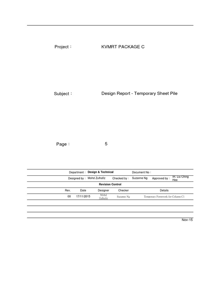 Temporary Sheet Pile Design Report | PDF | Engineering | Building ...