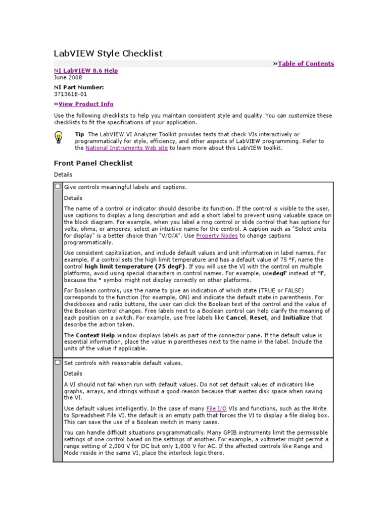 LabVIEW Style Checklist | PDF | Library (Computing) | Array Data Structure