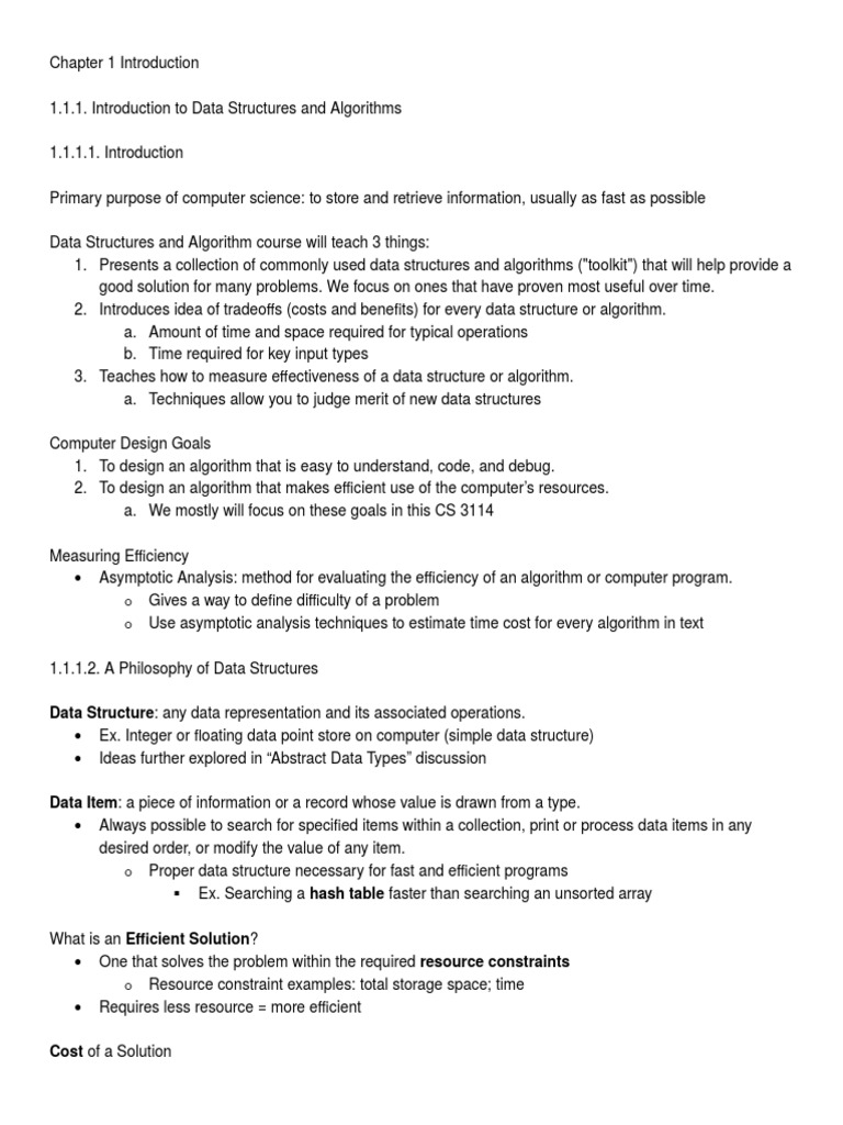 1.1.1.1-1.1.2.1 Open DSA Notes | PDF | Data Structure | Algorithms