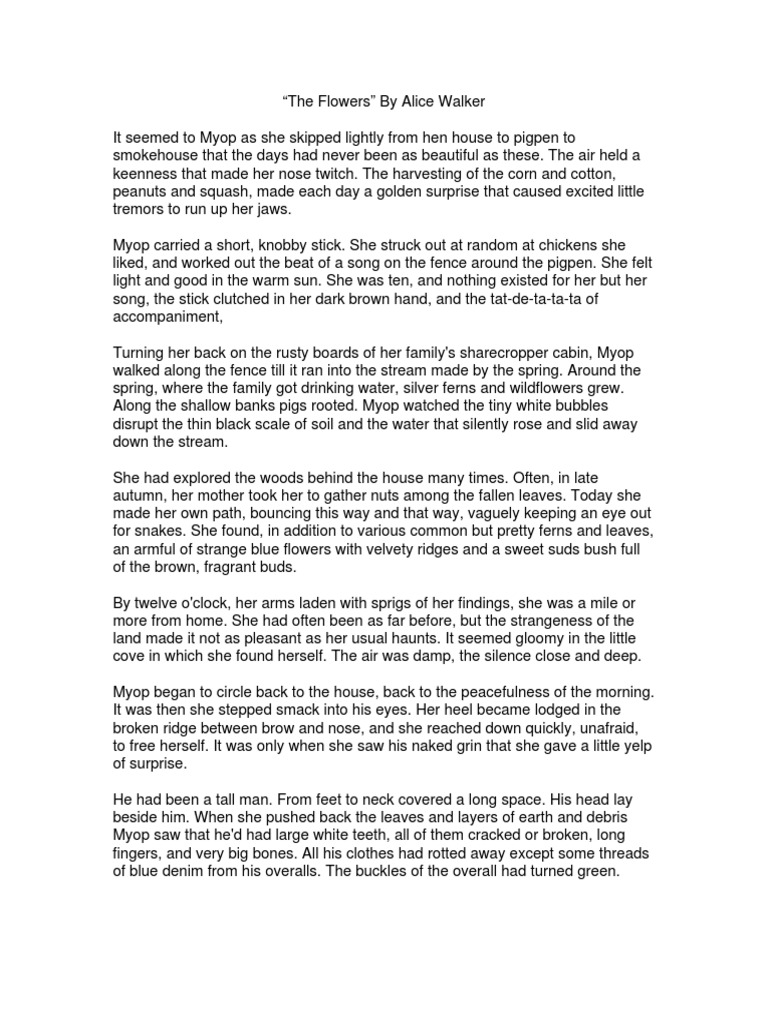 Alice Walker the Flowers | Nature