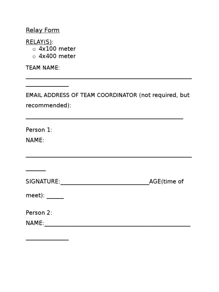 Relay Form | PDF