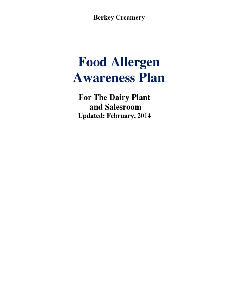 Food Allergen Plan | PDF | Food Allergy | Allergy