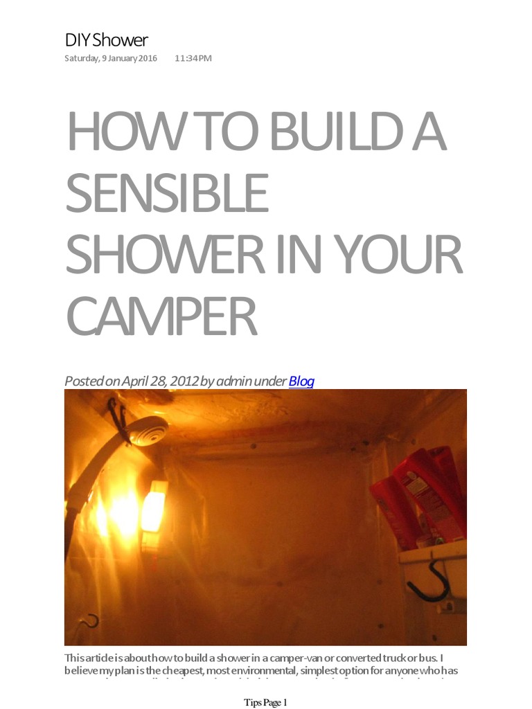 DIY Shower For Motorhome | PDF | Shower | Recreational Vehicle