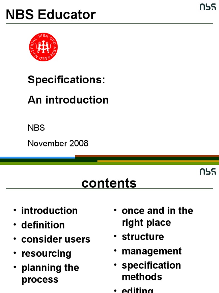 Nbs Educator Spec Intro | PDF | Specification (Technical Standard ...