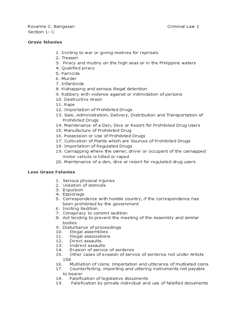 Grave, Less Grave and Light Felonies | PDF | Politics | Law