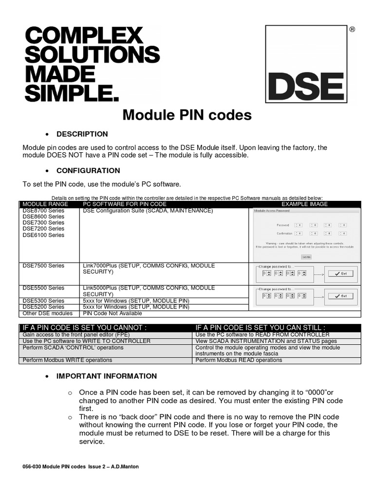 056-030 Module PIN Codes | PDF