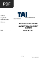 AS9100 Rev D Internal Audit Checklist | PDF | Quality Management System | Internal Audit