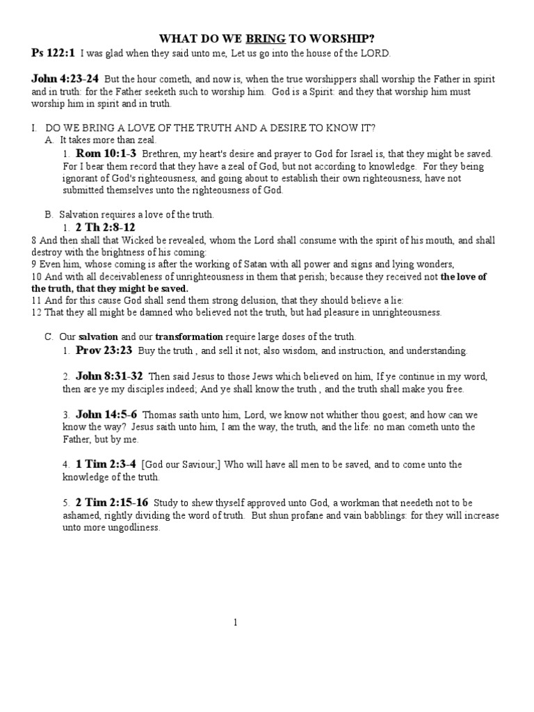 What Do We Bring To Worship Am Sermon and Outline by Charles A. Yawn ...